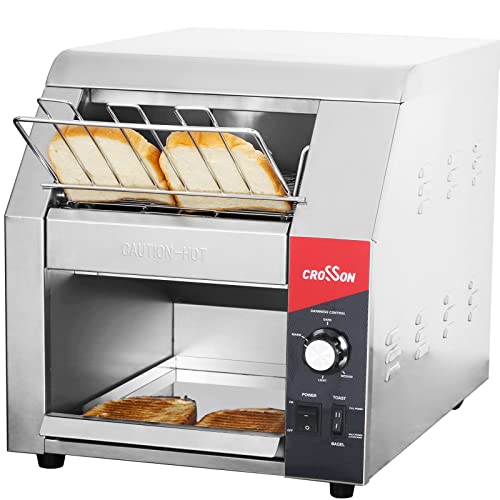 CROSSON ETL Listed Commercial 10" wide With 3" Opening Conveyor Toaster 450PCS Per Hour Output for Cafes,Buffets, Restaurants and Coffee shops,Commercial Toaster 120V,1800W