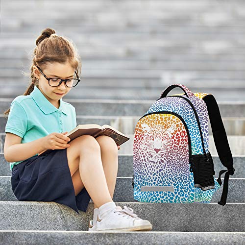 ALAZA Leopard Print Cheetah Animal Rainbow Colorful Backpack Purse for Women Men Personalized Laptop Notebook Tablet School Bag Stylish Casual Daypack, 13 14 15.6 inch