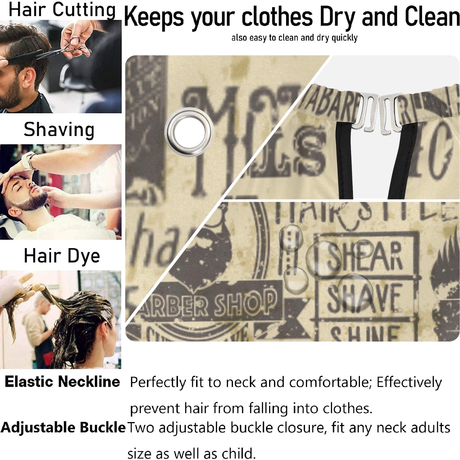 visesunny Vintage Hairdressing Pattern Barber Cape Anti-Static Hair Cutting Cape with Snap Closure Professional Salon Polyester Beard Shaving Bib Water-Resistant Hairdressing Cape Adjus