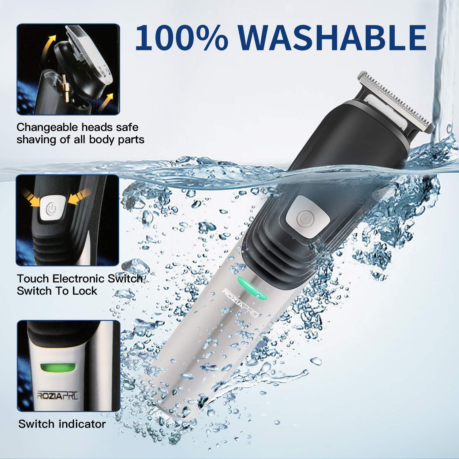 Hair Clippers for Men Beard Trimmer 6 in 1 Hair Trimmer Pro Haircut Kit Cordless USB Charging Rechargeable Waterproof Low Noise