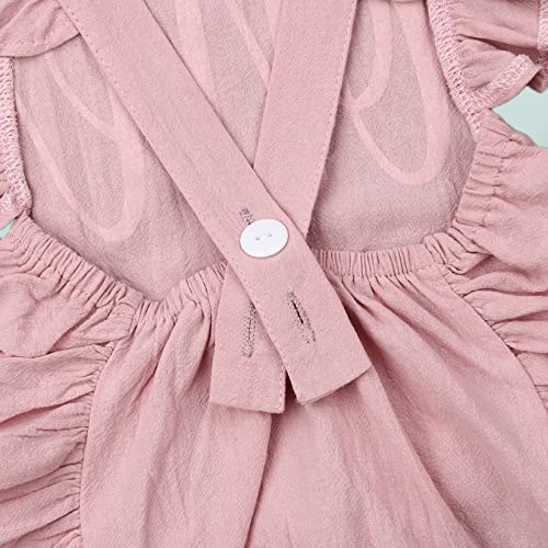 Puloru Baby Girl First Birthday Outfit ONE 1st Birthday Bodysuit Ruffle Romper with Headband Cake Smash Outfit (A Pink, 6-12 Months)