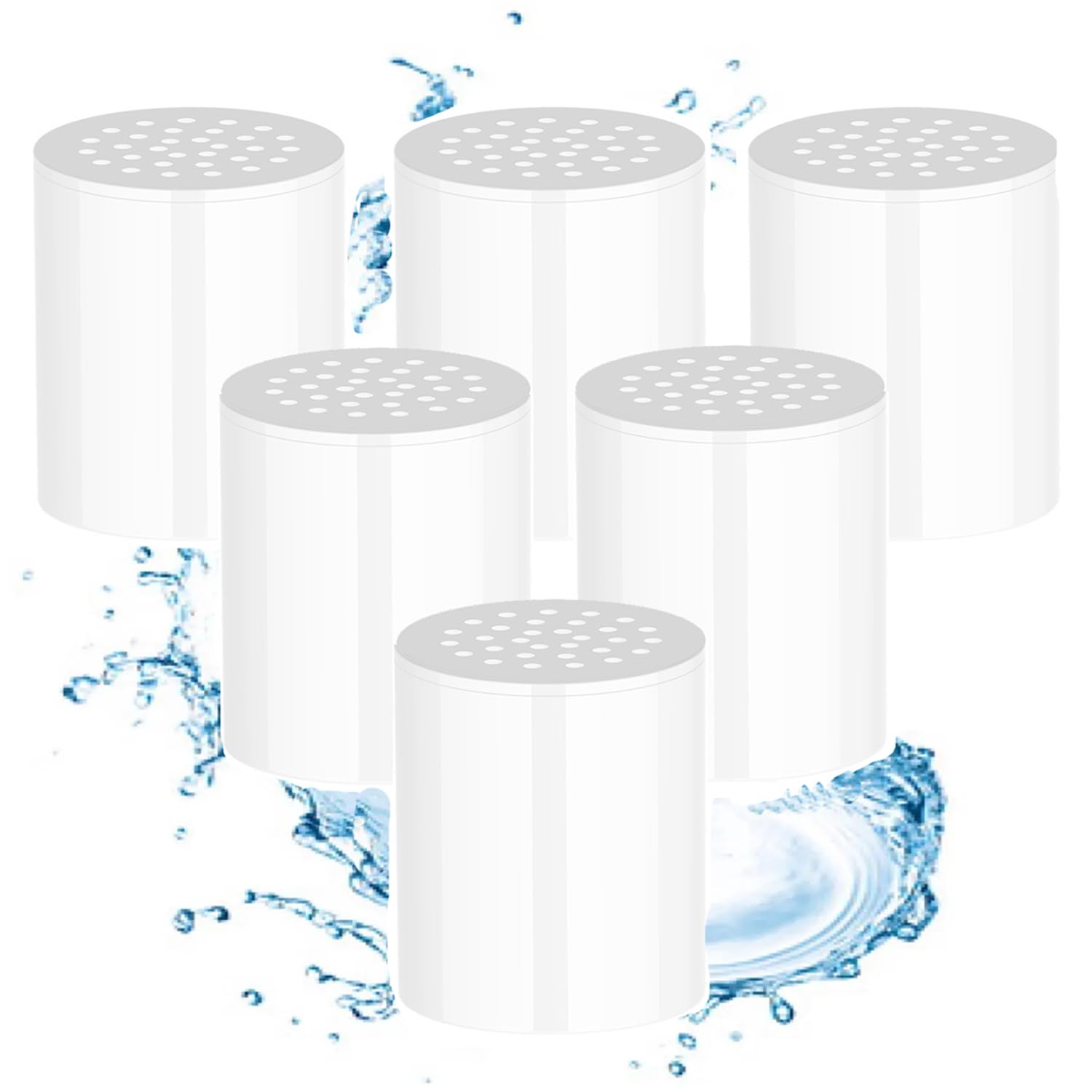 Aokeleilei 6 Pack 20 Stage Shower Filter Replacement Cartridge, Shower Head Filter Refill for Hard Wate Impurity Improve Skin Hair, Fit Any Similar Design Shower Water Filter (6)