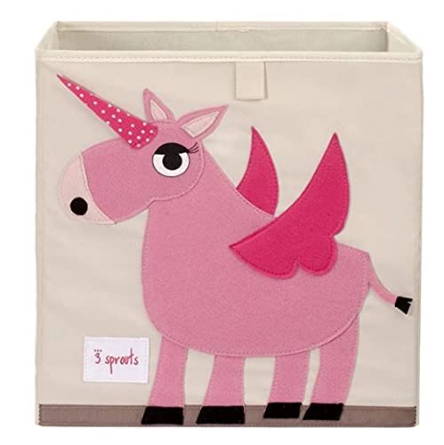 3 Sprouts, 13inch x 13inch x 13inch Cube Storage, Pack of 2 (Cat and Unicorn)