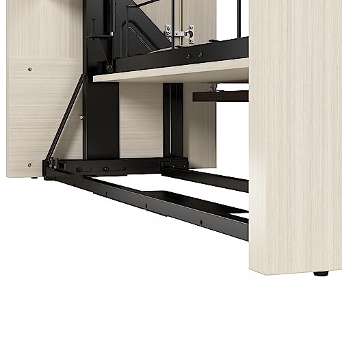 Bestar Lumina Full Murphy Bed with Desk, Sleeping Arrangement for Guest Room and Home Office, White Chocolate