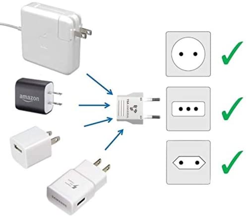 United States to South Korea Travel Power Adapter to Connect North American Electrical Plugs to Korean Outlets for Cell Phones, Tablets, eReaders, and More (6-Pack, White)