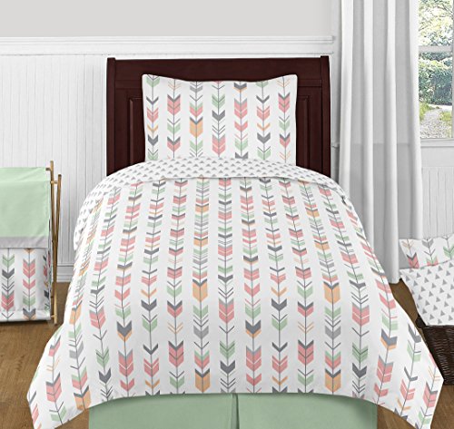 Coral and Mint Woodland Mod Arrow Foldable Fabric Storage Cube Bins Boxes Organizer Toys Kids Baby Childrens for Collection by Sweet Jojo Designs - Set of 2