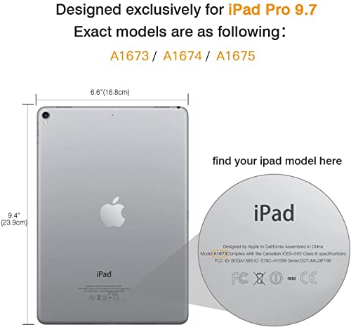 MoKo Case Fit iPad Pro 9.7 with Apple Pencil Holder - Slim Lightweight Smart Shell Stand Cover Case with Auto Wake/Sleep Fit Apple iPad Pro 9.7 Inch 2016 Tablet, Black