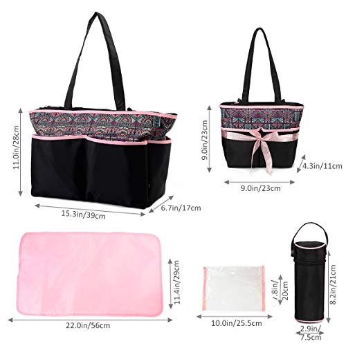 Diaper Tote Bag Diaper Bag - Nappy Bag Baby Diaper Totes for Mom Grils Unisex Maternity Nappy Bag Organizer Large Capacity Canva Tote Bag Beach Bag (Light Pink)
