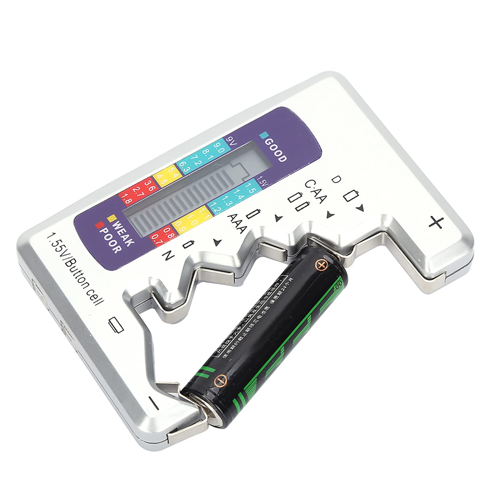 Digital Battery Tester Battery Capacity Detector Checker Measuring Tool 90 x 60mm for Battery Button, AAA, N, C, D, 9V, 1.5V Battery