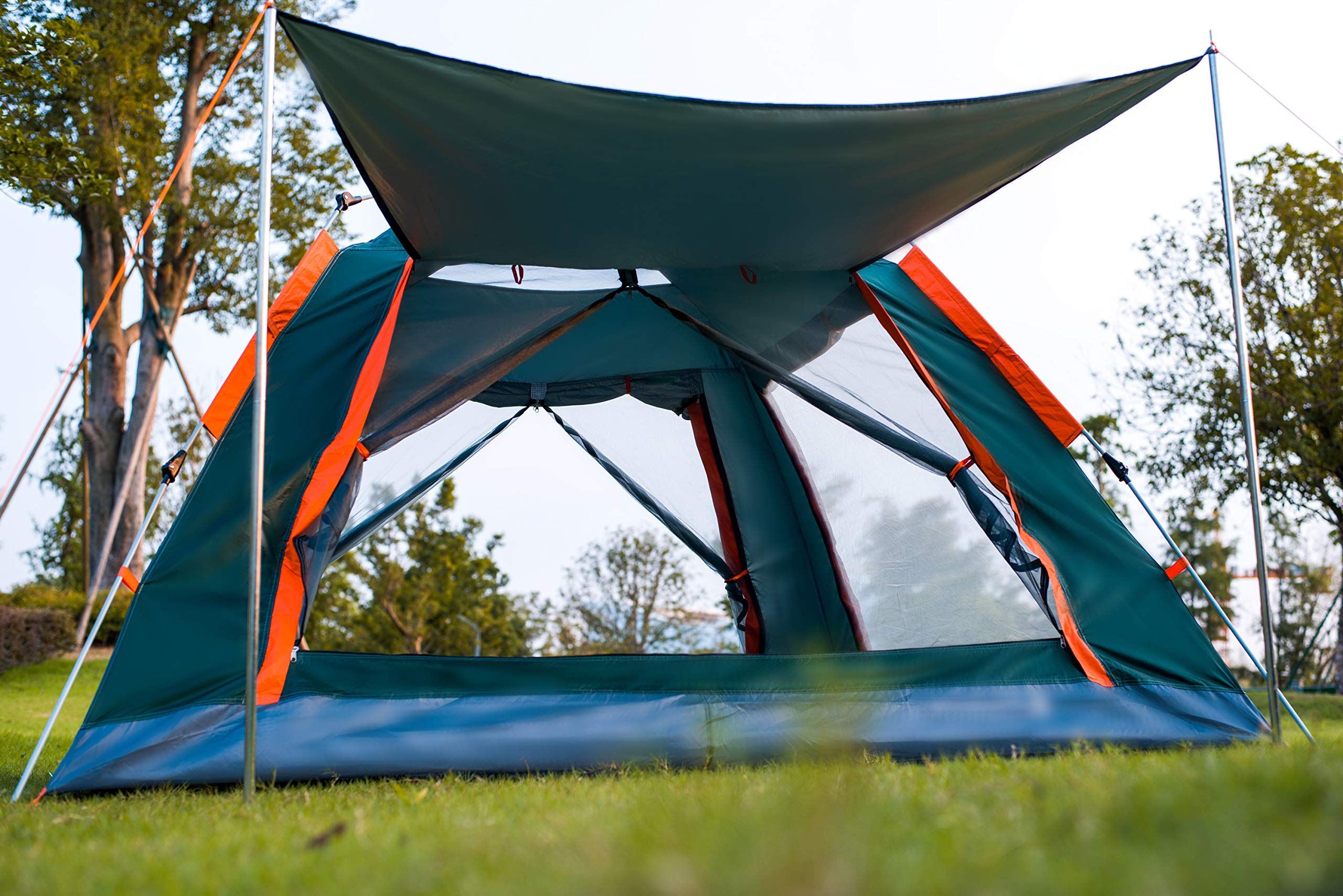 3-4-Person Waterproof Pop up Camping Tent with Rainfly Instant Tent Portable with Carring Bag (Green)
