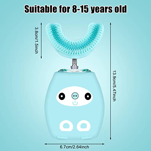 Ziliny Kids U Shaped Electric Toothbrush, Kids Automatic Timer Tooth Brush, Ultrasonic Automatic Toothbrushes with 3 Cleaning Modes, Waterproof Auto Toothbrush for Children Toddler (Age 3-7, Blue)