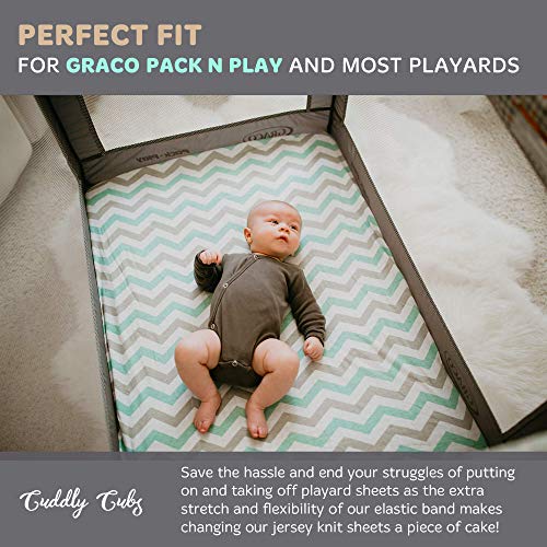 Cuddly Cubs Fitted Pack and Play Playard Sheets Compatible with Graco Pack n Play, 4Moms, Chicco, Guava Lotus and Other Playpen, Play Yards, Portable and Mini Cribs