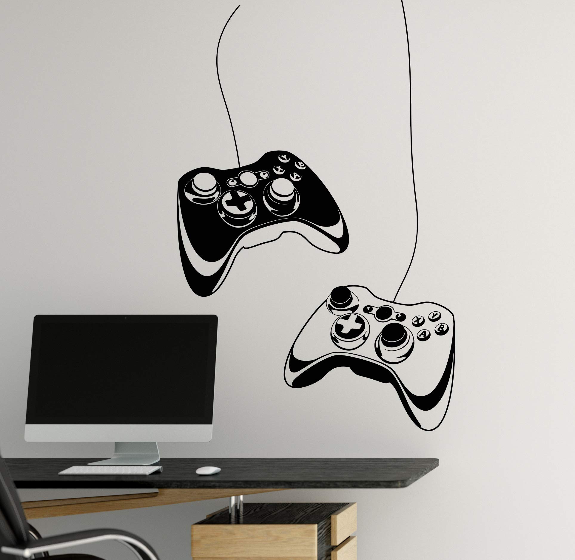 Wall Decal Gamer Gaming Joystick Vinyl Art Kids Room Large Decor z4909 (28 in X 43 in)