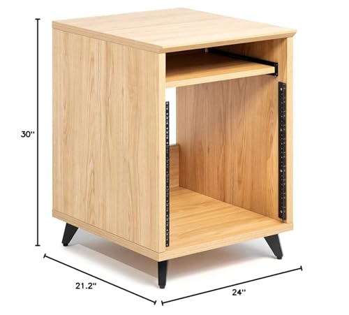 Gator Frameworks Elite Series 10U Studio Rack Desk with Slide-Out Tray and Rear Cable Passthrough; Natural Maple Finish (GFW-ELITEDESKRK-MPL)