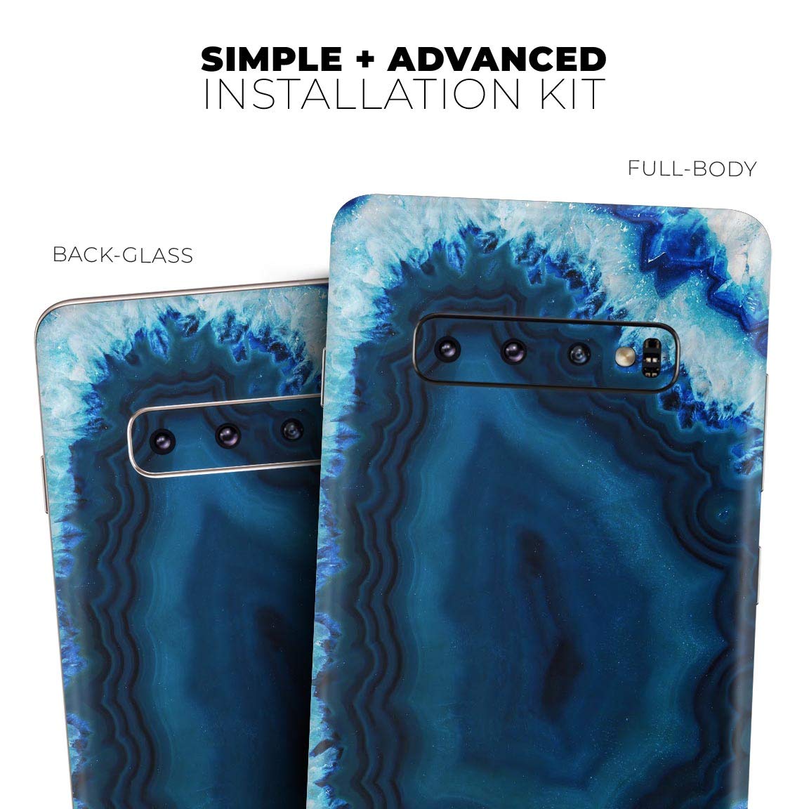 DesignSkinz Vivid Blue Agate Crystal Protective Vinyl Decal Wrap Skin Cover Compatible with The Samsung Galaxy S20 (Screen Trim & Back Glass Skin)