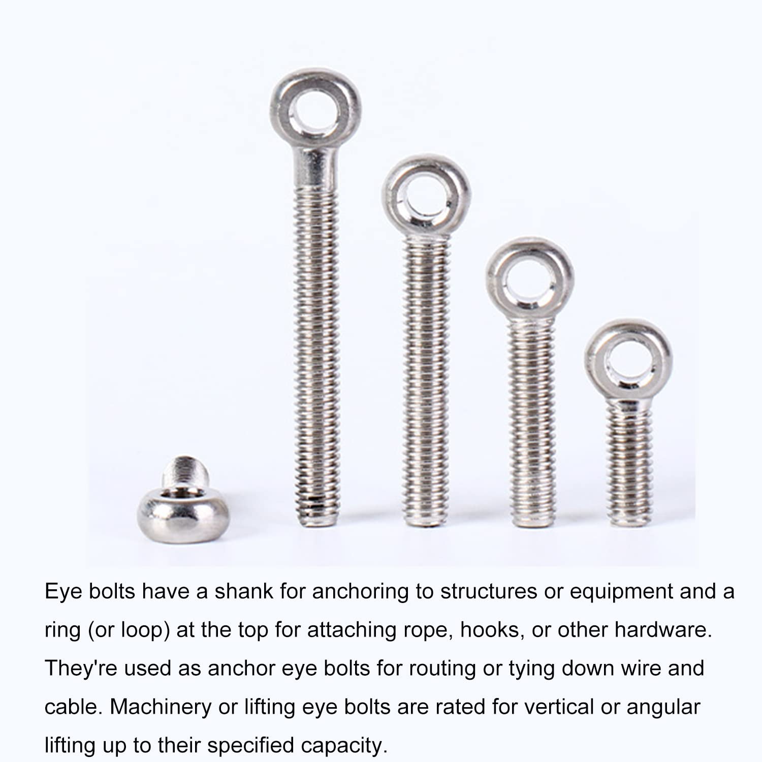 MroMax 4Pcs M6 x 35mm Swing Lifting Bolt, 304 Stainless Steel Metric Full Thread Machinery Shoulder Swing Lifting Eye Bolt for Home Renovation, Pipeline Gate Valves Fasteners