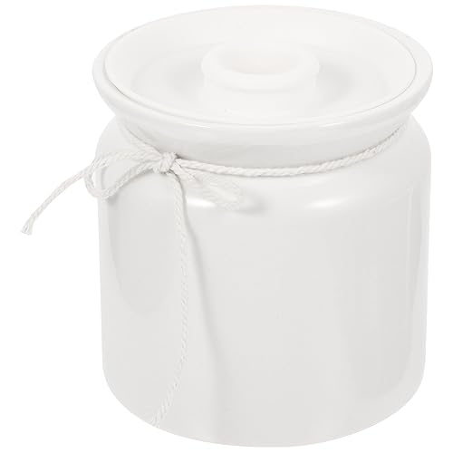 BESTonZON Ceramic Canister Ceramic Food Storage Jar Seasoning Pot Salt Pepper Jar Seal Lid Cute Candy Cookie Kitchen Canister Grease Container Sugar Bowl 500ml Ceramic Sugar Jar