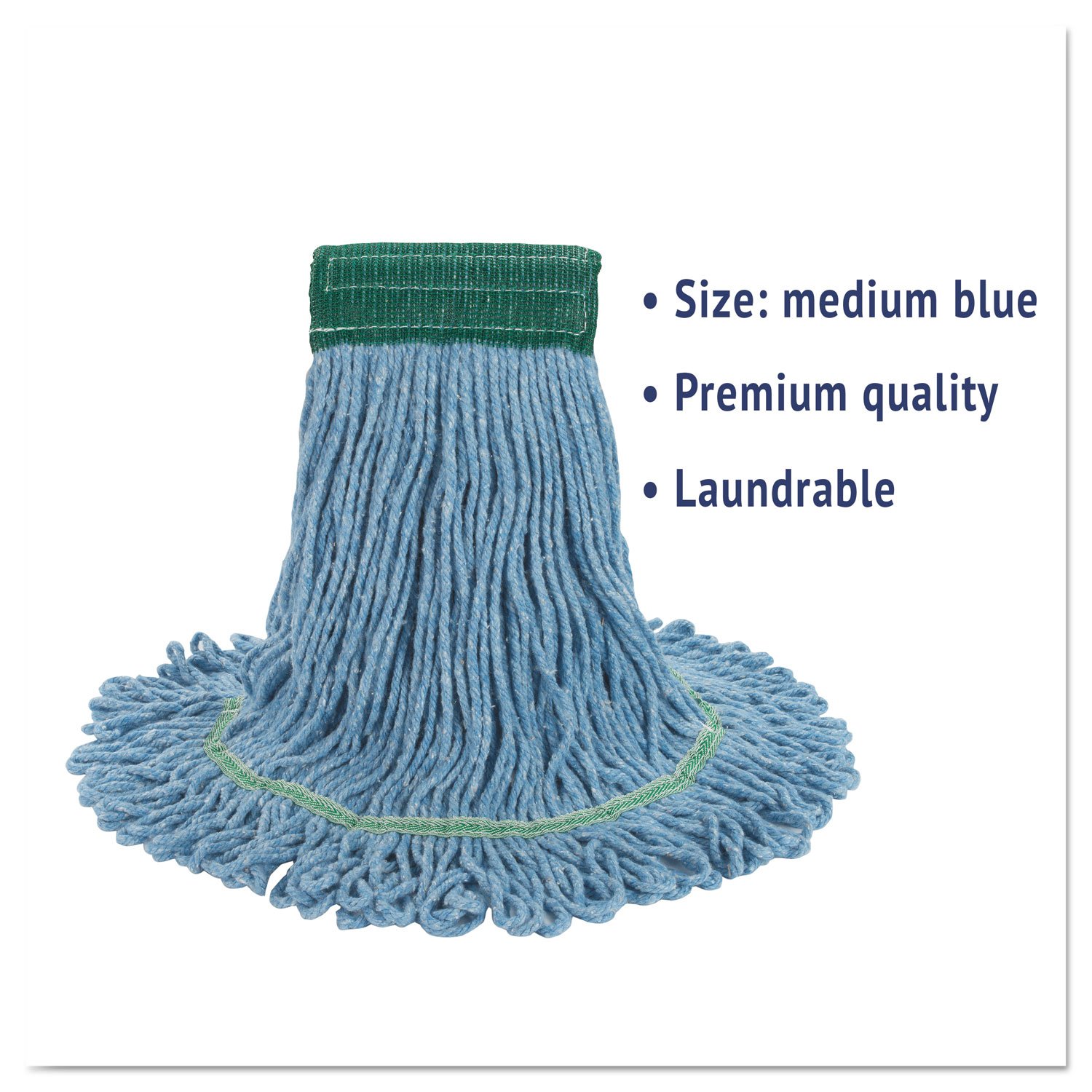 Boardwalk BWK502BLEA 5 in. Headband Super Loop Cotton/Synthetic Fiber Wet Mop Heads - Blue, Medium