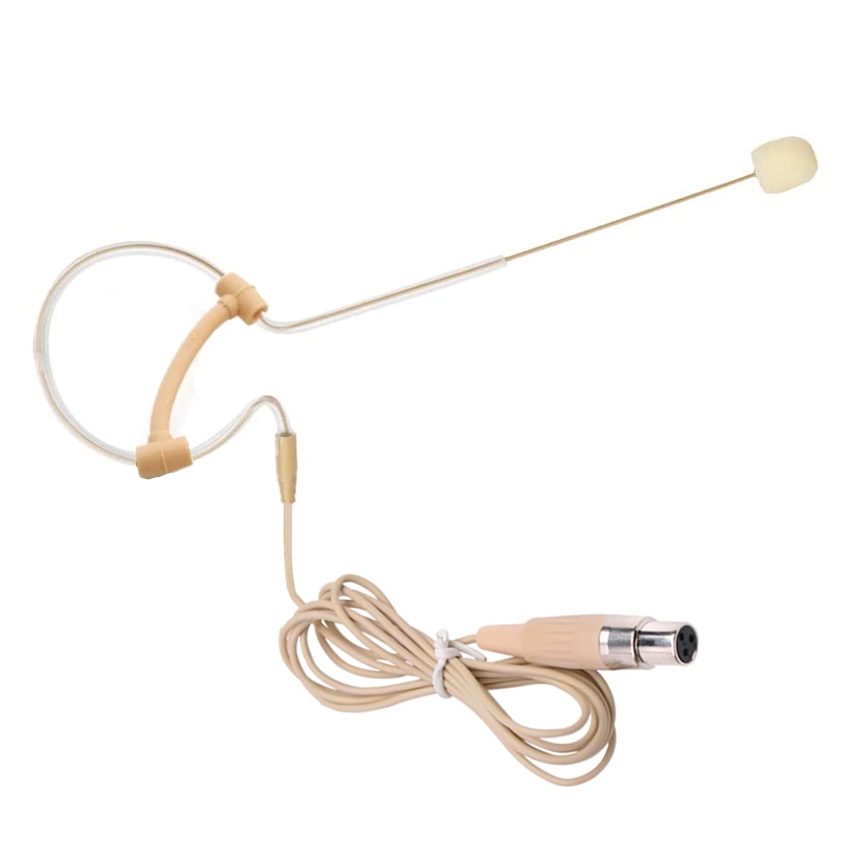 Haoin Single Ear Headset Microphone Earset Headworn Mic Compatible with AKG Wireless System Bodypack Transmitter with 1.2m Cable Windscreen Mini XLR 3 Pin TA3F Plug