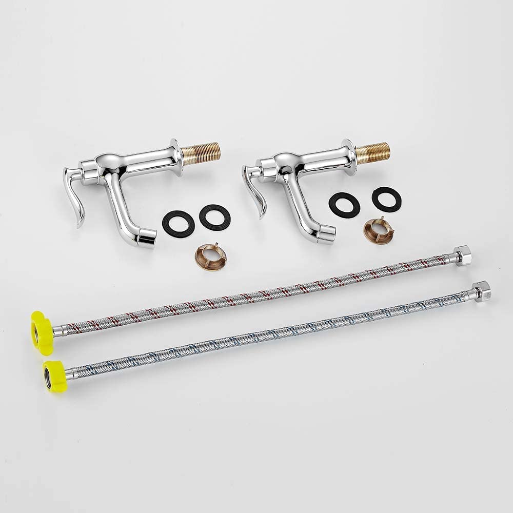 Bathtub Basin Pillar Taps Pair Plating Single Cold and Hot