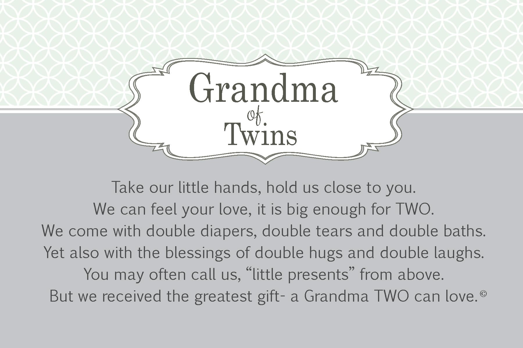 The Grandparent Gift Co. Grandma of Twins Poem White Double Hinged 4 x 6 Photo Frame with Ribbon