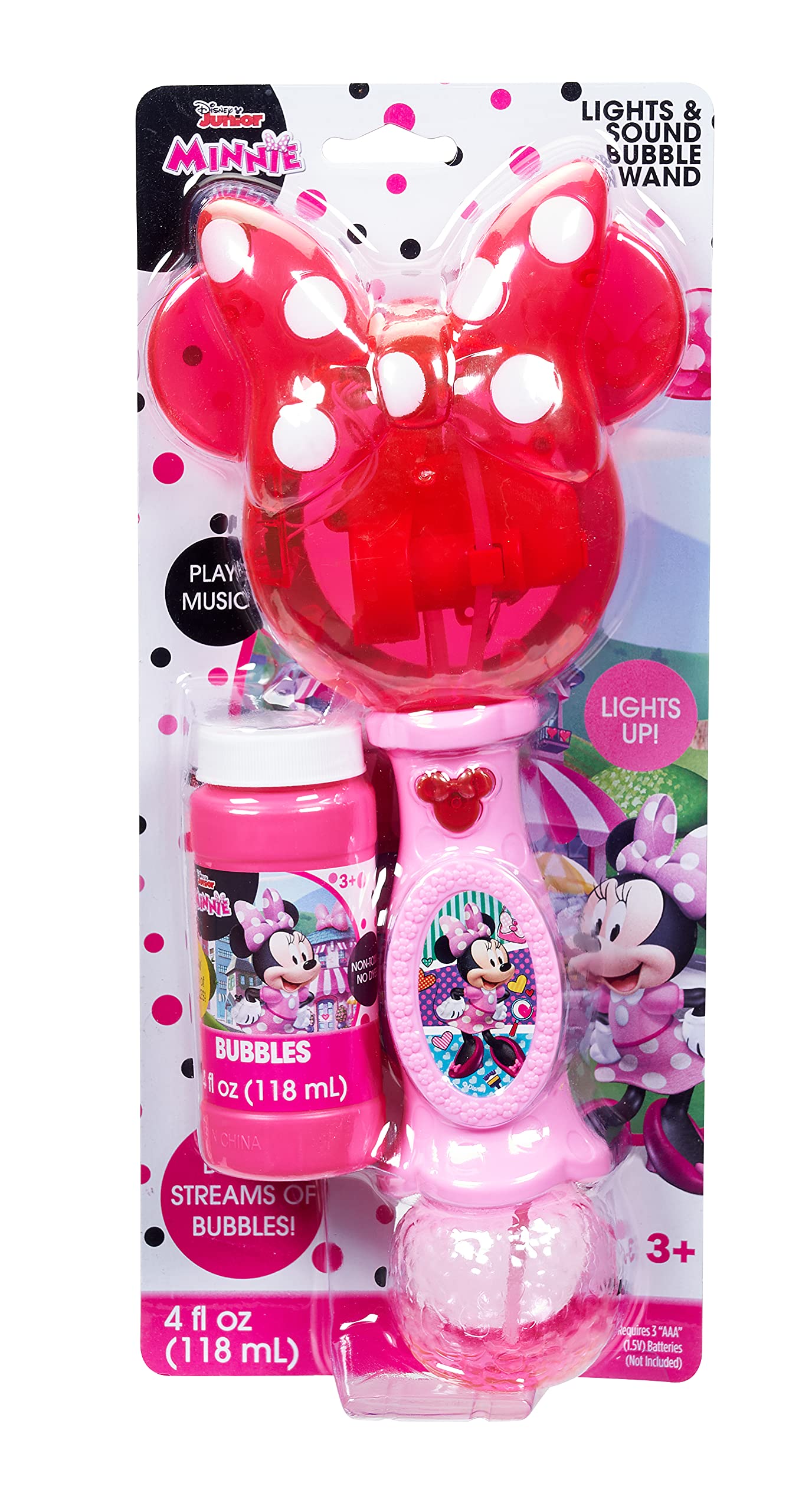 Little Kids Disney Minnie Mouse Light and Sound Musical Bubble Wand, Includes Bubble Solution, Plastic, Multi (2051)