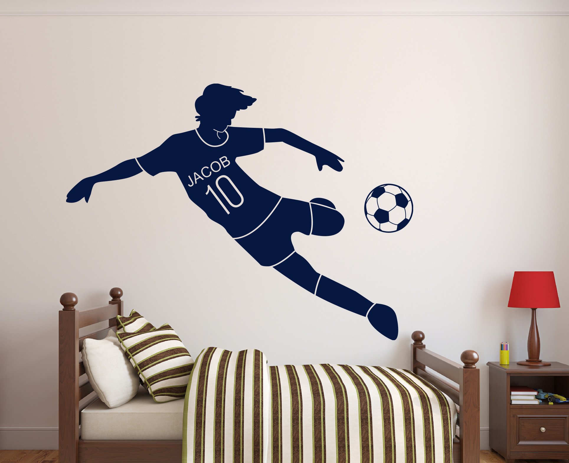 Custom Soccer Name Wall Decal- Nursery Wall Decals - Soccer Decals for Walls - (30Wx18H)