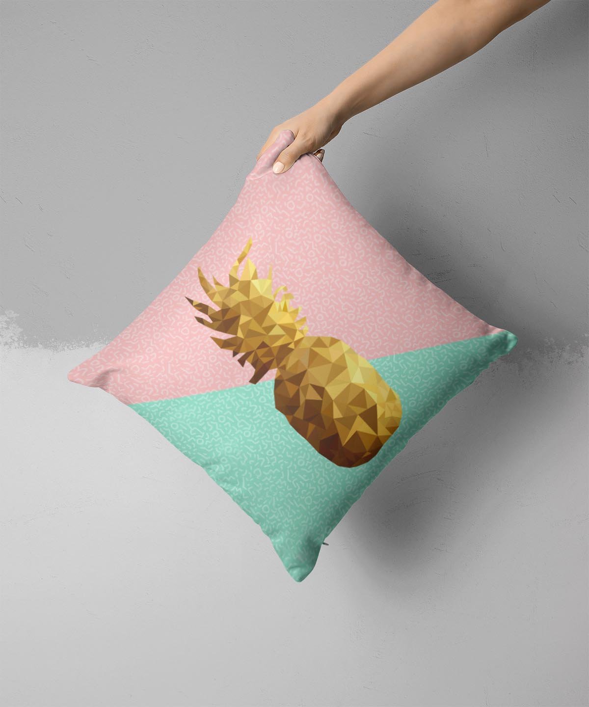 iiRov Summer Design Ink-Fuzed Decorative Throw Pillow - Geometric Summer Pineapple v1