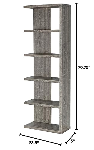 Coaster Home Furnishings 5-Tier Semi-Backless Bookcase Weathered Grey, 11.5"" d x 23.5"" w x 70.75"" h (800553)