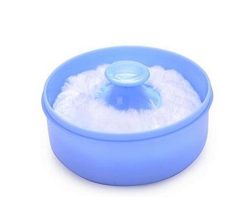 ericotry 2 Pcs Baby After-Bath Powder Puff Sponge Box Kit Dispensor DIY Make up Cosmetic Loose Powder Jar Container Case (Blue)
