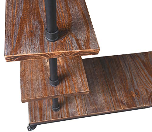 Diwhy Industrial Pipe Clothing Rack 4 Layers Pine Wood Shelving Shoes Rack With Wheels Cloth Hanger Household Shoe Rack Pipe Shelf Garment Racks