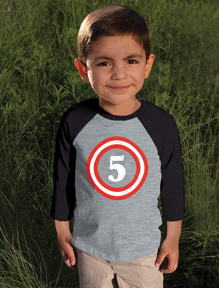 Tstars Captain 5th Five Year Old Birthday Gift 3/4 Sleeve Baseball Jersey Toddler Shirt 5T Dark Gray