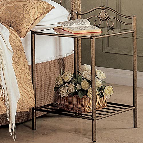 Coaster Home Furnishings Sydney 2-shlef Nightstand Antique Brushed Gold