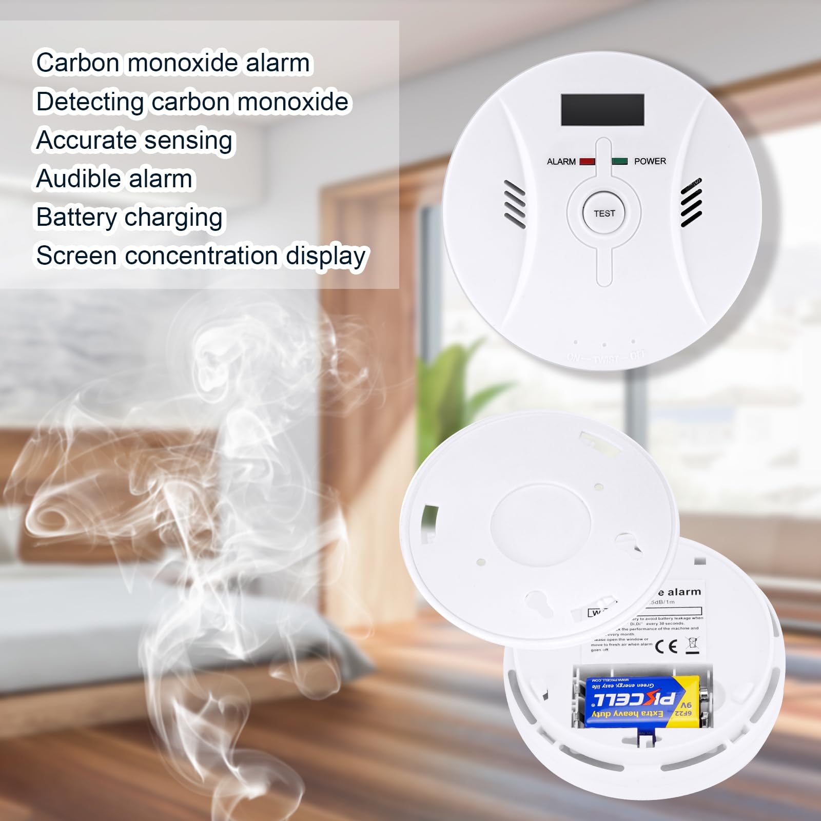 3-Pack Carbon Monoxide Detectors,Smoke Detector,2 in 1 CO & Smoke Alarm,Smoke Combination CO Alarm,Fire CO for Alarm for Home and Kitchen,LED Screen, CO Carbon Monoxide & Smoke Alarm,3-Pack
