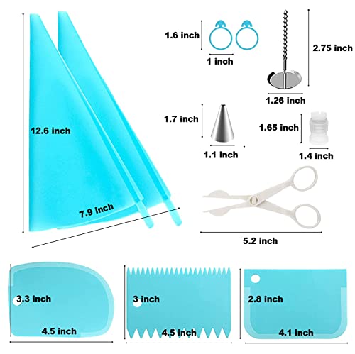 37Pcs Piping Bags and Tips Set, Reusable Pastry Bags and Tips, Scrapers, Couplers, Silicone Rings, Cake Decorating Tools for Cookie Icing Cakes Cupcakes