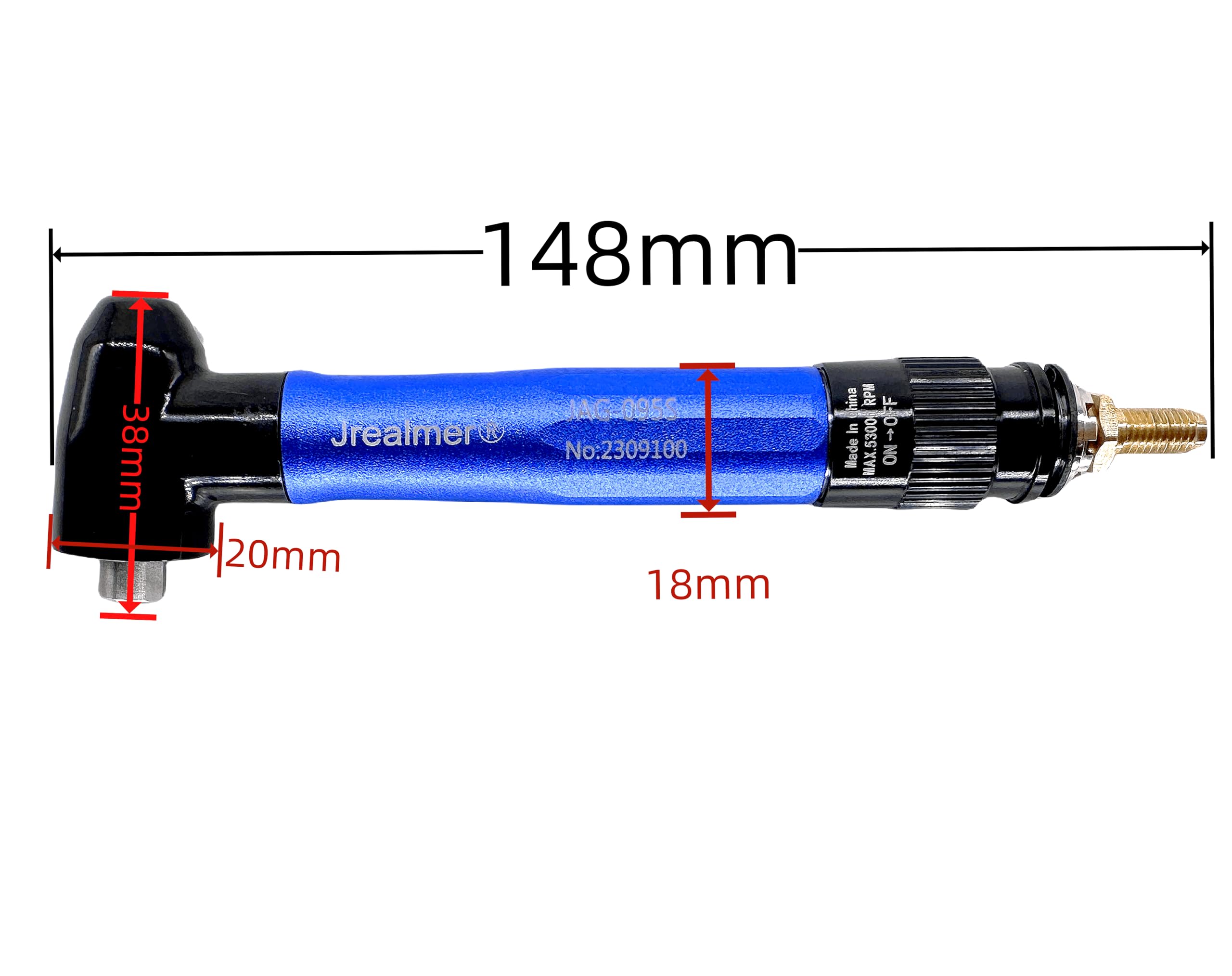 Jrealmer JAG-095S Elbow 95° with 1/8"(3.175mm),3mm,3/32"(2.35mm) Collet Powerful And Fast Speed Right Angle Pencil Die Grinder New Generation Gear Model