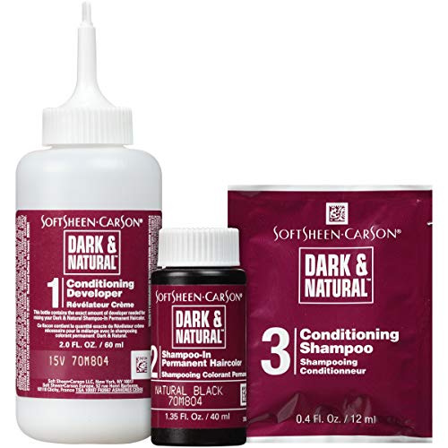 SoftSheen-Carson Dark & Natural Hair Color for Men 5 Minutes, Natural Looking Gray Coverage for Up To 6 Weeks, Shampoo-in Permanent Hair Dye, Jet Black, Ammonia Free, Natural Black, 2 Count