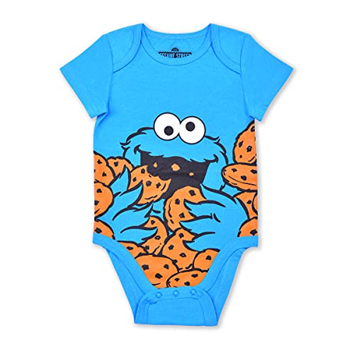 Sesame Street Boys’ 4 Pack Bodysuit for Newborn and Infant – Blue/Red/Grey/White