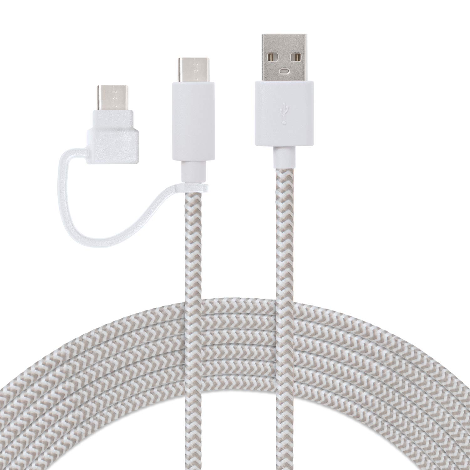 ReTrack Helix Braided Nylon USB-A to USB-C Charge & Sync Cable, Micro USB, Black, 5 ft (ETHACM10WT)