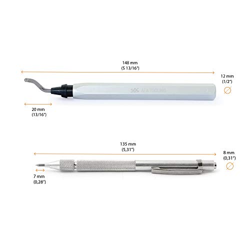 AFA Tooling - Deburring Tool with 11 High Speed Steel Blades and Tungsten Carbide Scribe - Works on Metal, Resin, PVC Pipes, Copper, Plastic and 3D Printed Edges - Plumbing & 3D Printing Tool