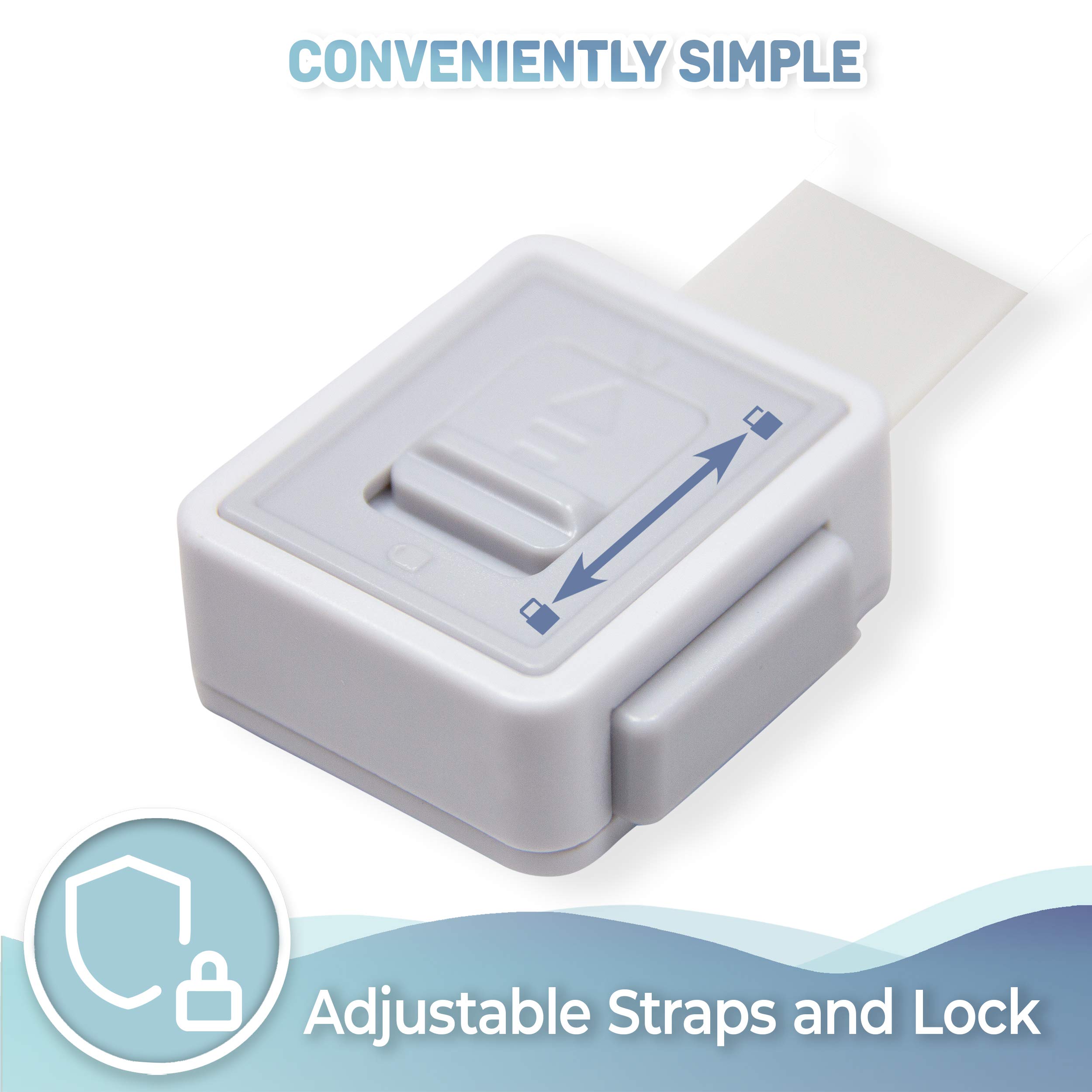 Budding Sprout Durable Strong Safety Strap Lock 6-Set for Baby Safety - for Cabinet, Drawer, Fridge, Toilet, and Furniture - 3M Adhesive Easy Install No Tools Needed