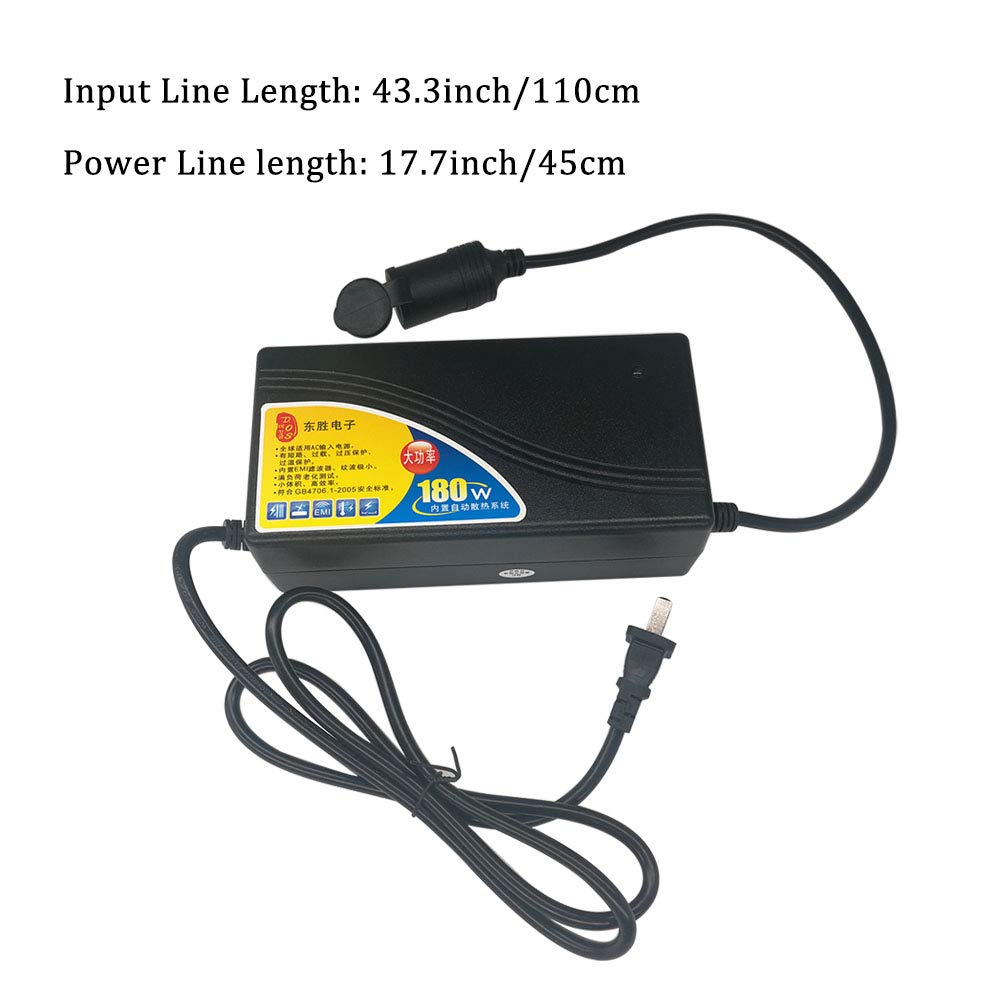 Heavy Duty 180W/15A AC to DC Converter,BUENNUS Convert 110V-240V to 12V Car Cigarette Lighter Socket Adapter AC DC Power Supply US Standard Plug for Car Refrigerator Vacuum Cleaner Air Pump