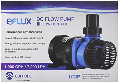 Current USA eFlux DC Flow Pump with Flow Control 1900 GPH | Ultra Quiet, Submerisble or External Installation | Safe for Saltwater & Freshwater Systems, Model Number: 6010