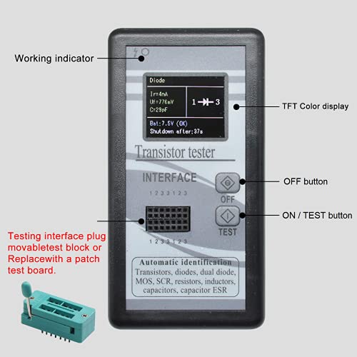 Aideepen Transistor Tester,Atmega328 Mosfet Automatic Checker Detector Capacitor Tester for NPN PNP Transistor Diode Resistor Inductor Capacitance MOS SCR LCR ESR