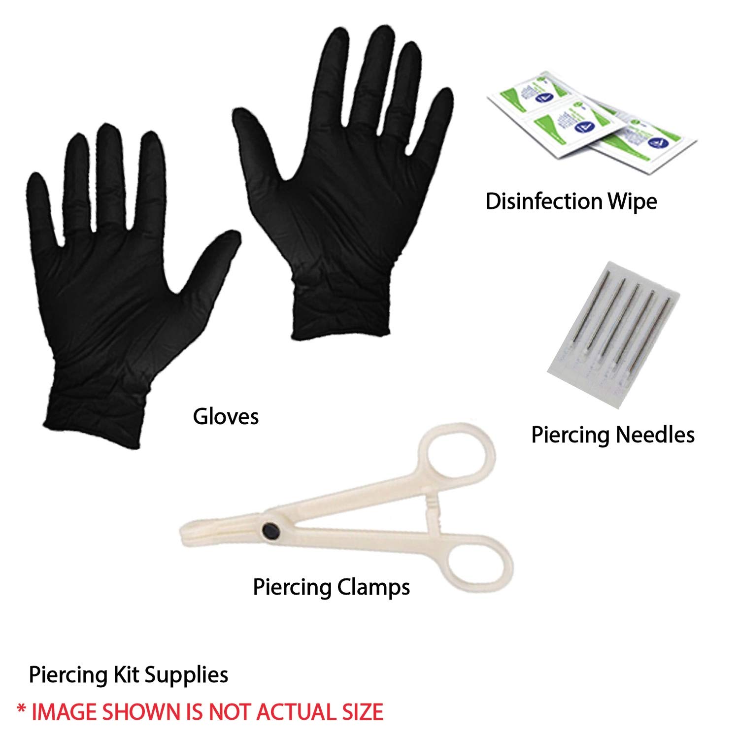 BodyJ4You 15PC Nose Piercing Kit Aftercare Bump Removal Solution | Nostril Screw Curved Bone Stud Push in Pin CZ Crystal | 18G Stainless Steel Needles Tools Gloves Clamps