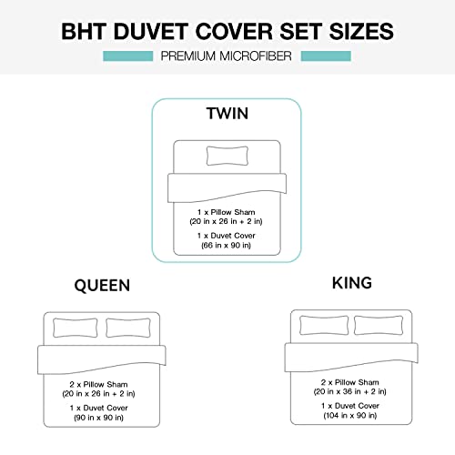 BHT Premium Microfiber Duvet Cover Set – 2 Pieces - Super Soft 1800 Thread Count with Zipper Closure - Fade & Wrinkle Resistant (Red, Twin)