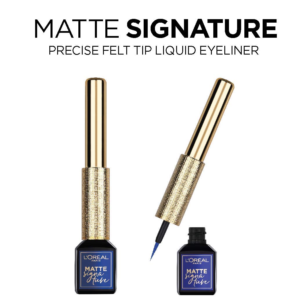 L’Oréal Paris Makeup Matte Signature Liquid Dip Eyeliner, Waterproof, Precise and Easy Application, All Day Wear, Vivid Matte Finish, Blue, 0.07 fl; Oz.