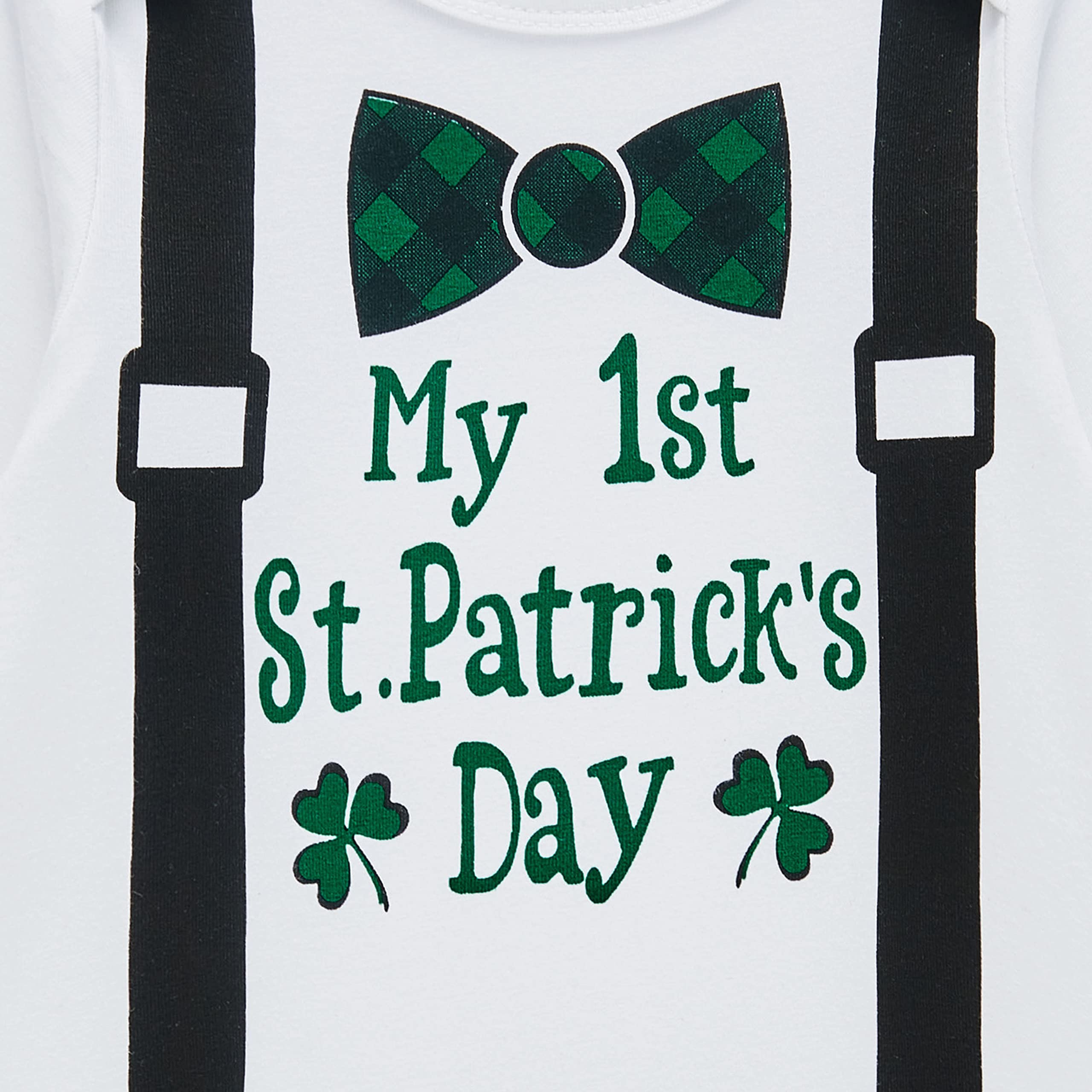 Kewlent Baby Boy Outfits My First St Patrick's Day Clothes Pant Set (Green grid, 0-3 Months)