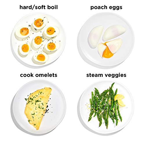 Chefman Electric Egg Cooker Boiler, Rapid Poacher, Food & Vegetable Steamer, Quickly Makes Up To 12, Hard or Soft Boiled, Poaching and Omelet Trays Included, Ready Signal, BPA-Free, Red
