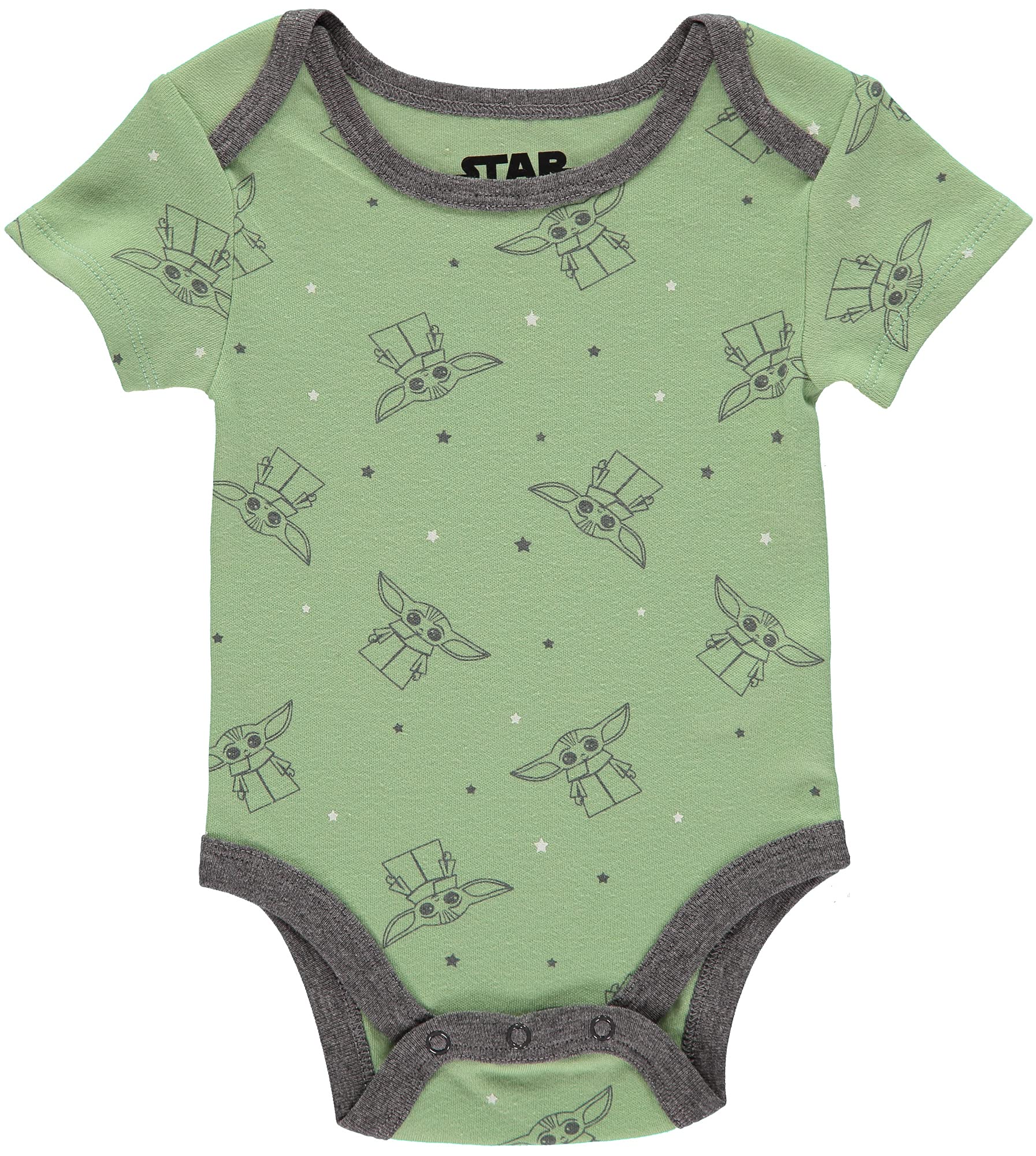 STAR WARS Mandalorian The Child Baby Boys One Piece Bodysuit Three Pack - Baby Yoda Baby Clothes (Green/White/Grey, 3-6 Months)